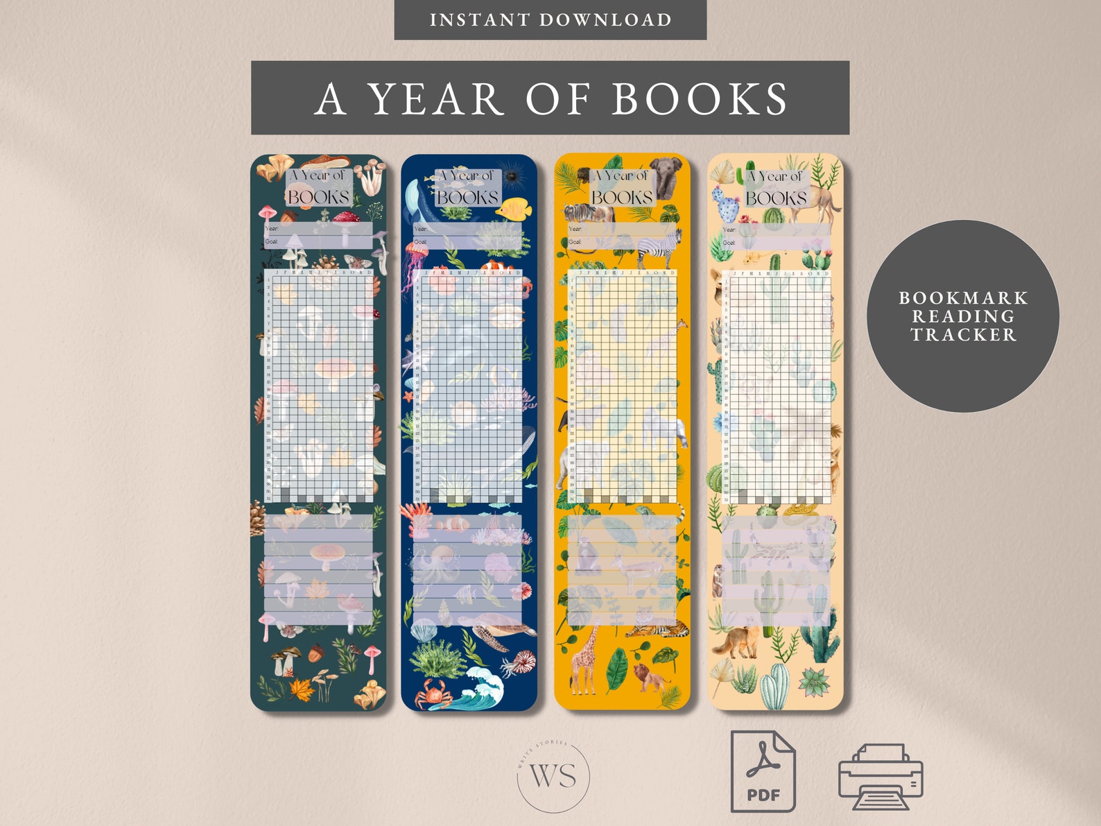 A Year of Books Bookmark Reading Tracker Reading Log - Etsy