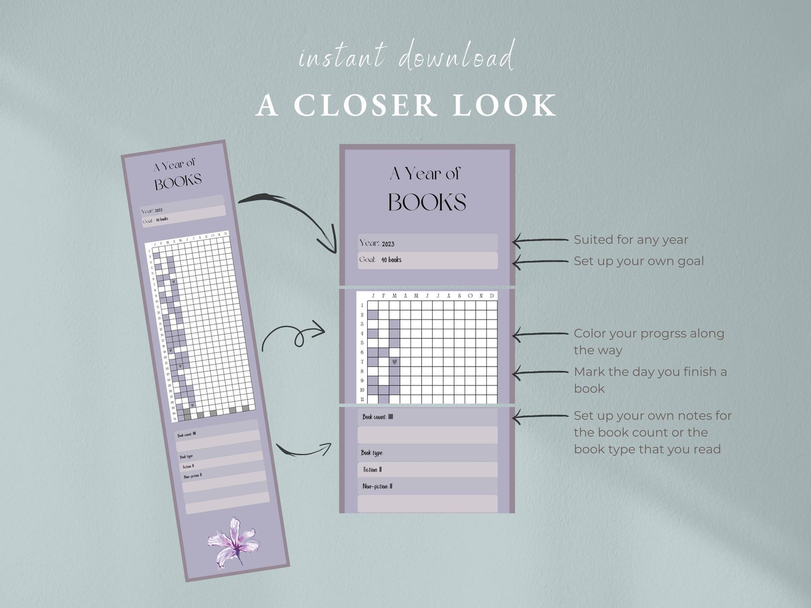 A Year of Books | Bookmark | Reading Tracker | Reading Log | Book Log ...