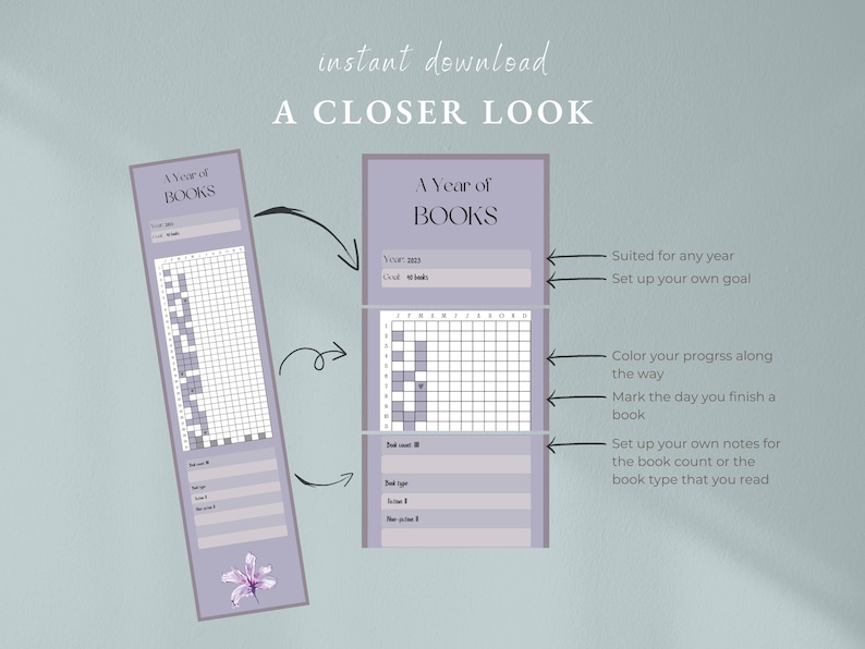 A Year of Books | Bookmark | Reading Tracker | Reading Log | Book Log ...