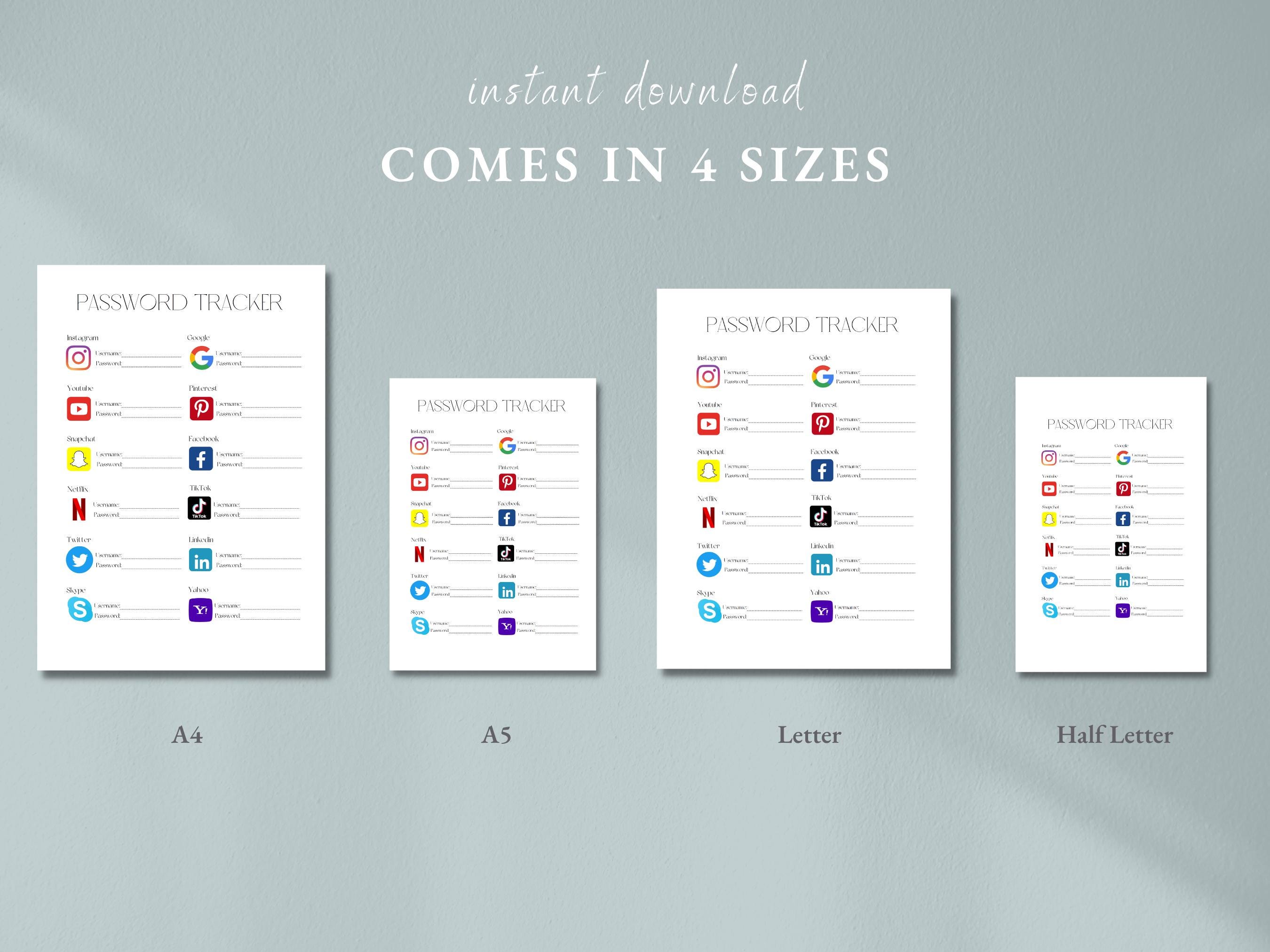 Password Tracker | Password Log | Digital Password Tracker | Printable ...
