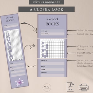 A Year of Books Bookmark Reading Tracker Reading Log Book Log Printable ...