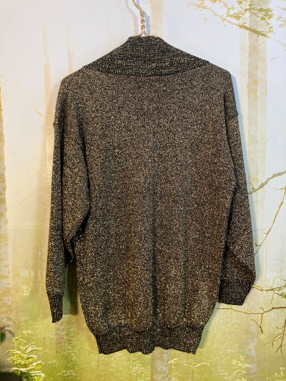 80's Arielle metallic gold and black v-neck sweater, … - Gem
