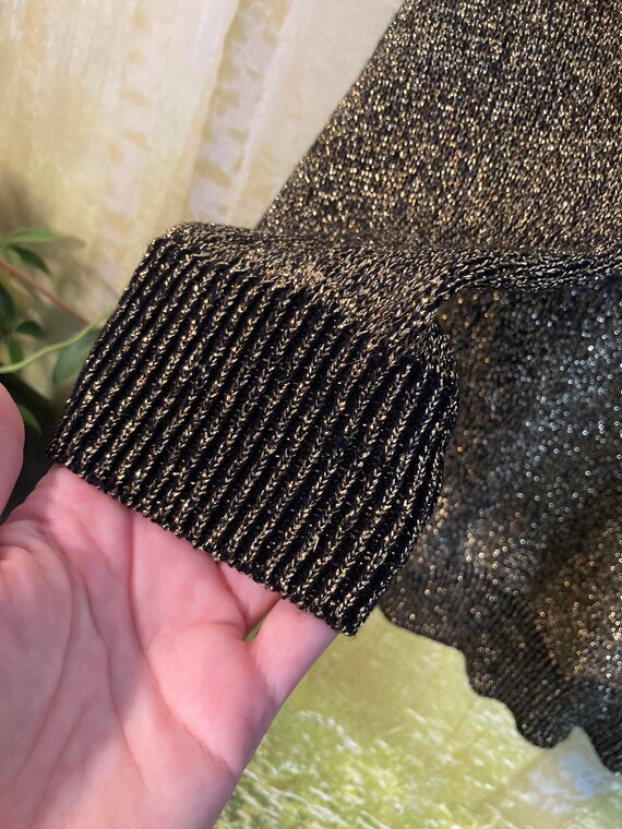 80's Arielle metallic gold and black v-neck sweater, … - Gem