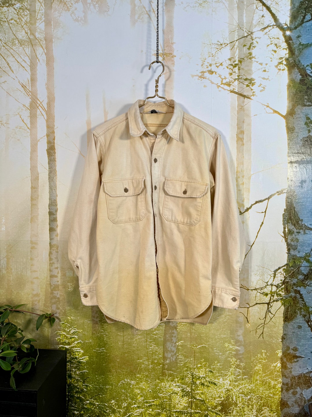80's Woolrich Chamois Button Down, Pale Yellow, SZ Medium, 100% Cotton ...