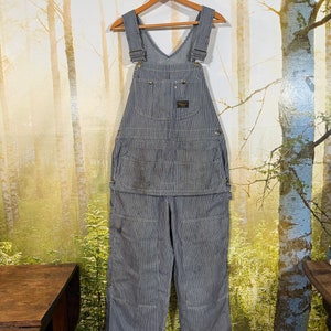 70's Sears Overalls With Tool Pouch, Hickory Striped, Distressed ...