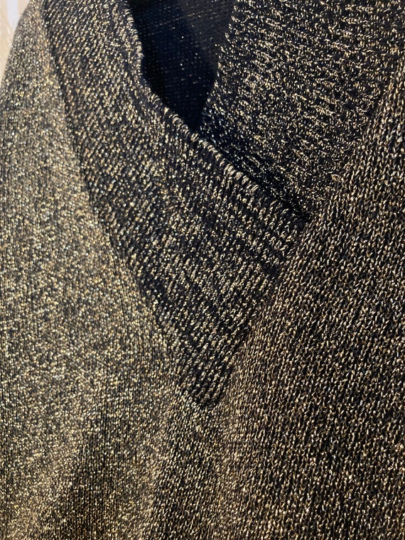 80's Arielle metallic gold and black v-neck sweater, … - Gem