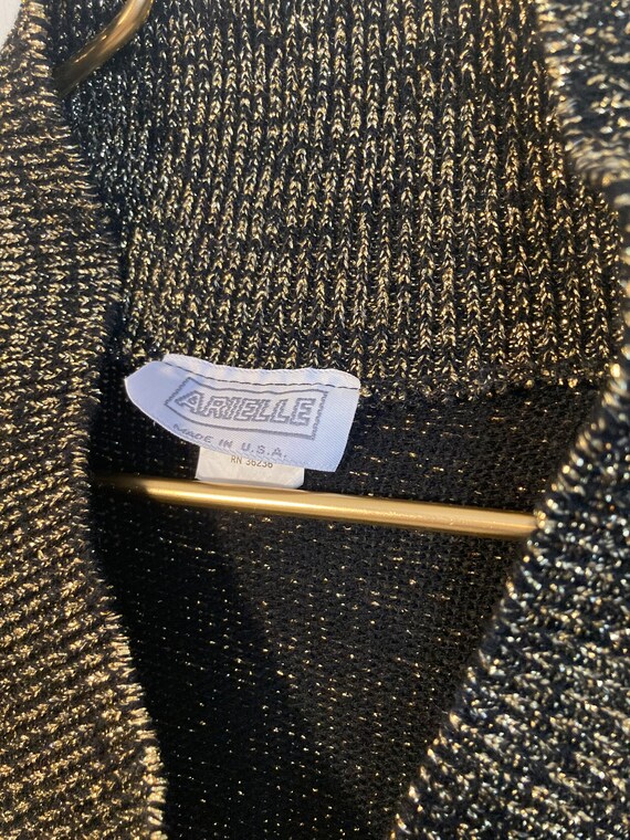 80's Arielle metallic gold and black v-neck sweater, … - Gem