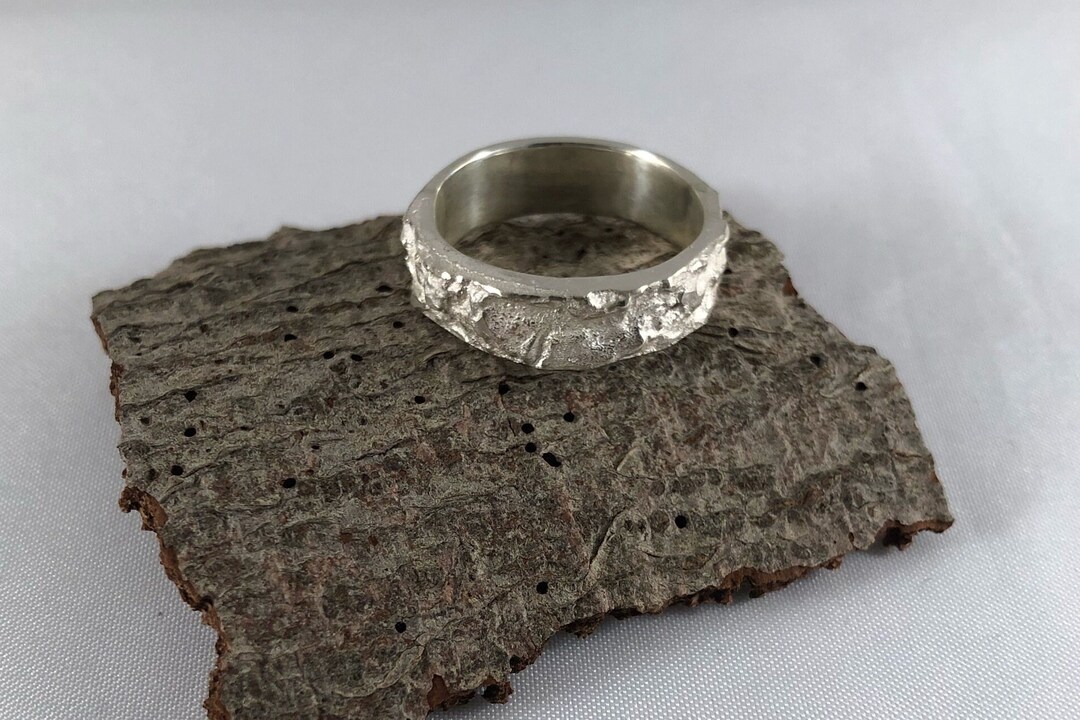 Silver Ring Made of Sand-cast Tree Bark - Etsy