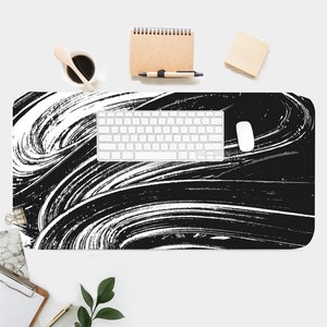 Black Brush Stroke Print Desk Mat Desk Accessory Masculine | Etsy
