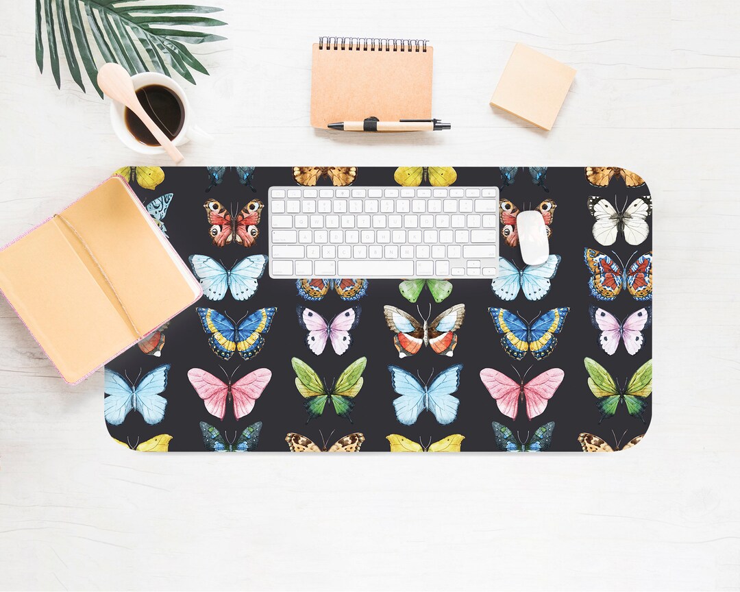 Butterfly Print Desk Mat: Boho Desk Accessory - Etsy