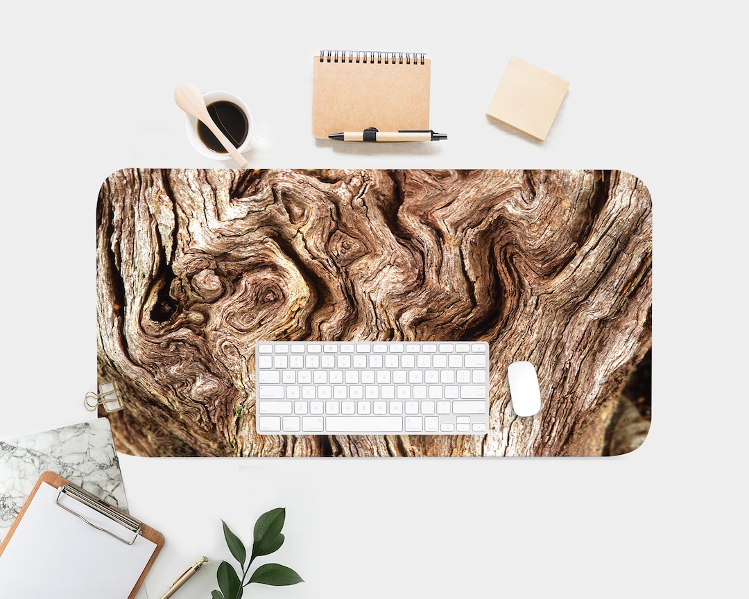 Wood Grain Print Desk Mat, Aesthetic Desk Accessory, Masculine ...