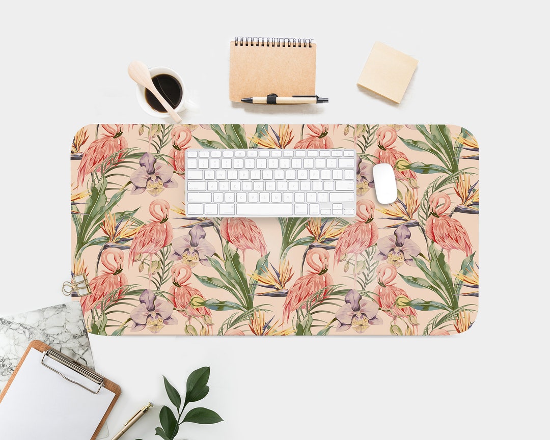 Flamingo Print Desk Mat, Tropical Desk Accessory, Boho, Trendy ...