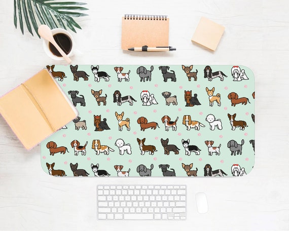 Puppy Pattern Desk Mat Aesthetic Desk Accessory Cute - Etsy