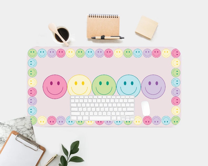 Smiley Faces Desk Mat Aesthetic Desk Accessory Cute - Etsy