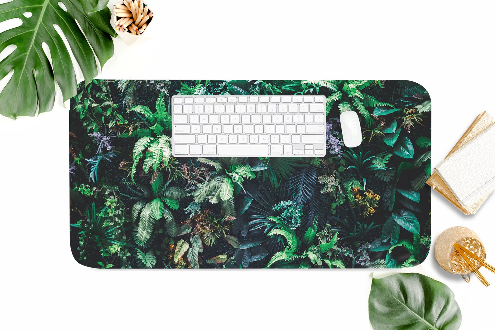 Jungle Print Desk Mat, Tropical Desk Accessory, Trendy Workspace ...
