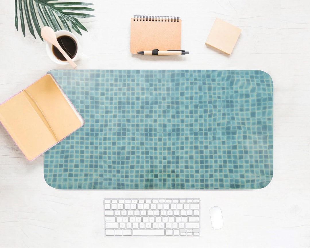 Pool Tiles Desk Mat, Aesthetic Desk Accessory, Workspace, Trendy ...