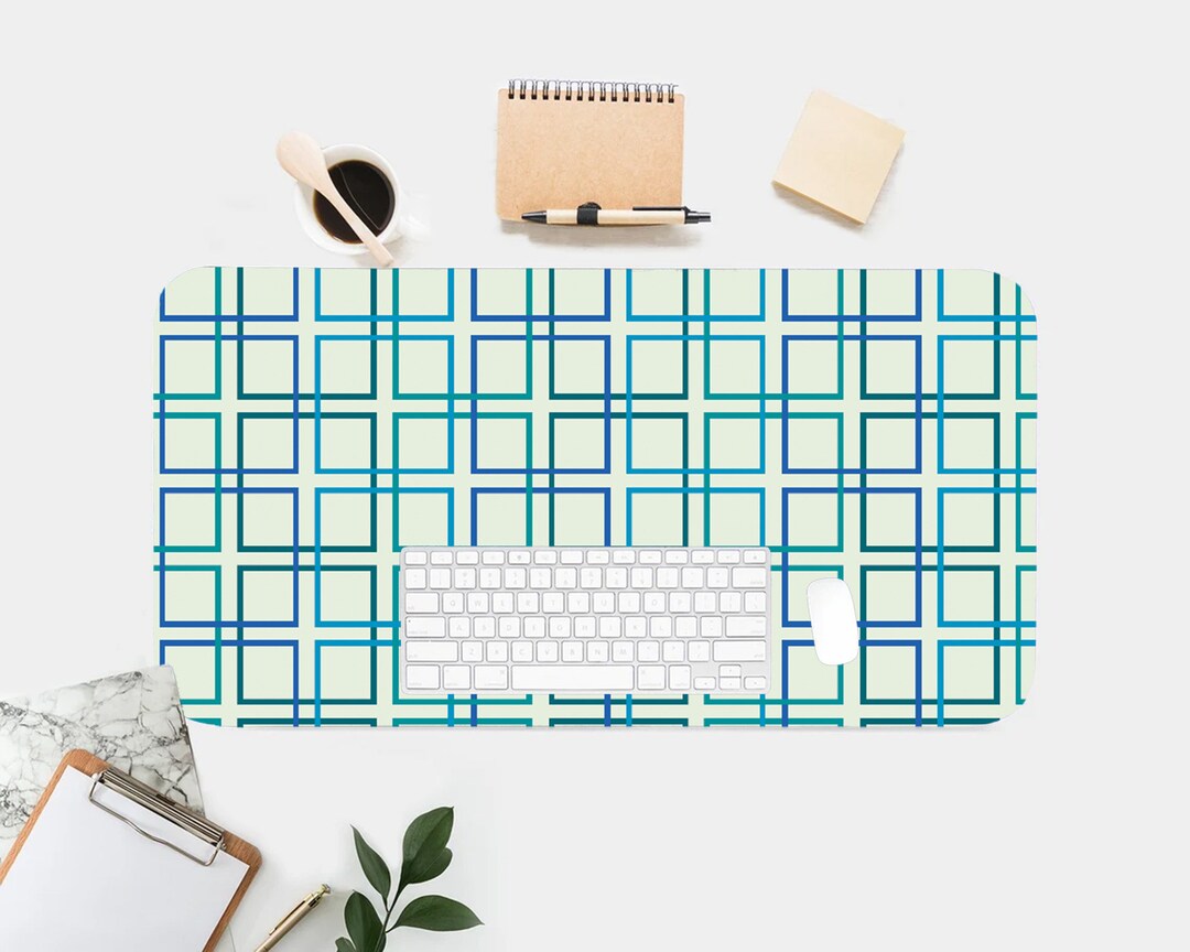 Squares Print Desk Mat, Trendy Workspace Accessory - Etsy