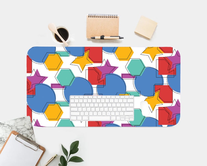 Shapes Party Desk Mat, Aesthetic Desk Accessory, Cute Workspace, Trendy ...