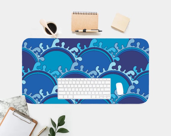 Wave Graphic Print Desk Mat Modern Art Cute Workspace - Etsy
