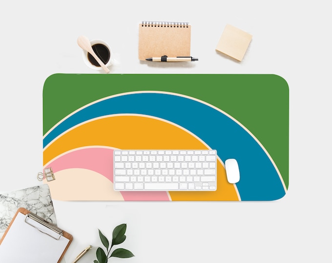 Groovy Floral Graphic Desk Mat Desk Accessory Vintage | Etsy