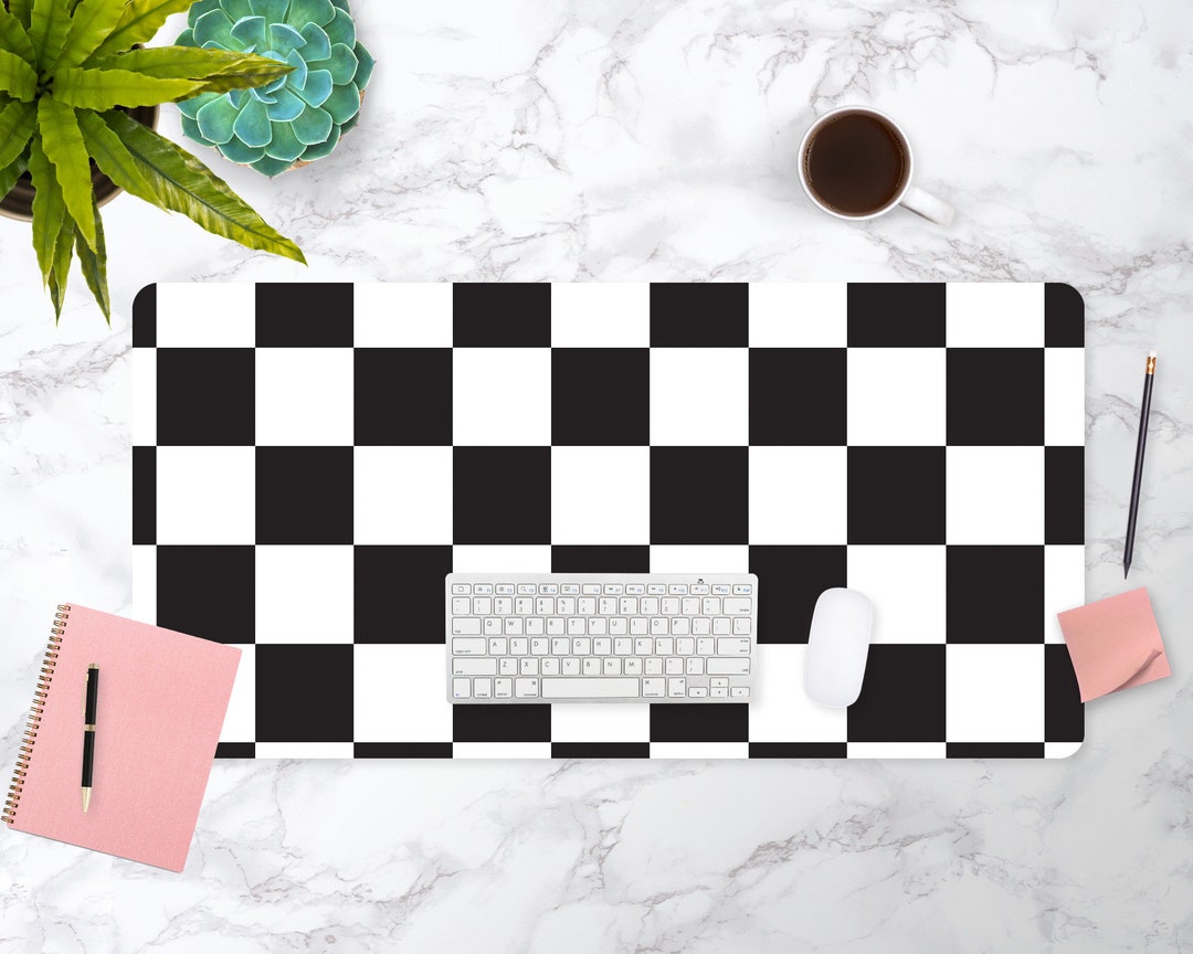 Checker Print Desk Mat, 6 Colors, Desk Accessory, Cute Workspace, Retro ...