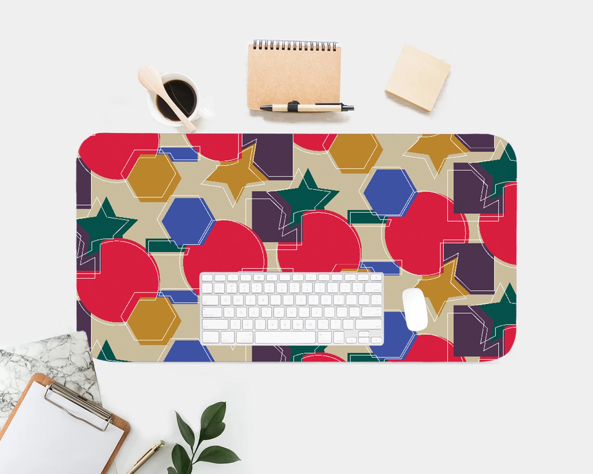 Shapes Party Desk Mat, Aesthetic Desk Accessory, Cute Workspace, Trendy ...
