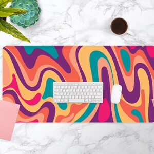 Retro Wave Print Desk Mat, Workspace Accessory - Etsy