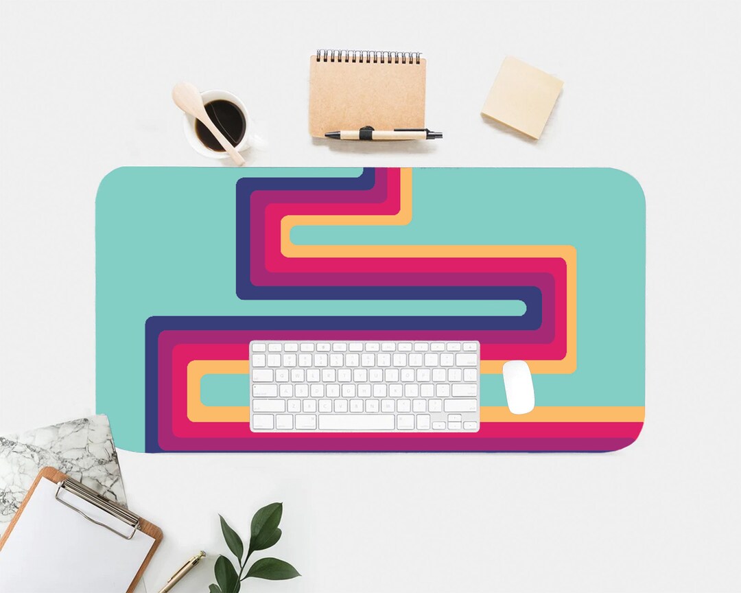 Retro 70s Abstract Desk Mat: Trendy Workspace Accessory - Etsy