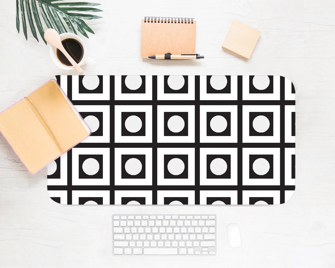 Black and White Square Pattern Desk Mat, Workspace - Etsy