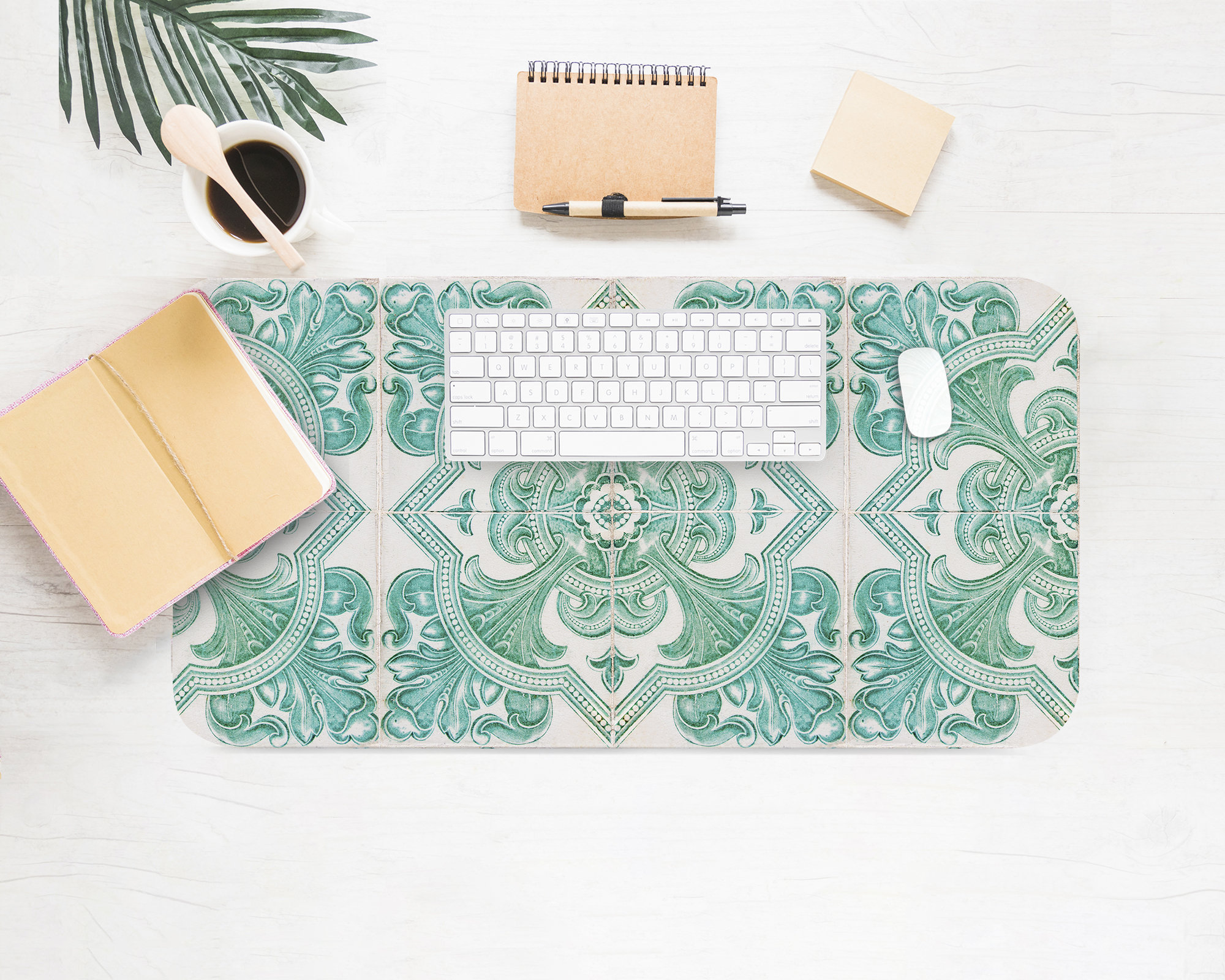 Boho Tile Print Desk Mat Boho Desk Accessory Cute Workspace - Etsy