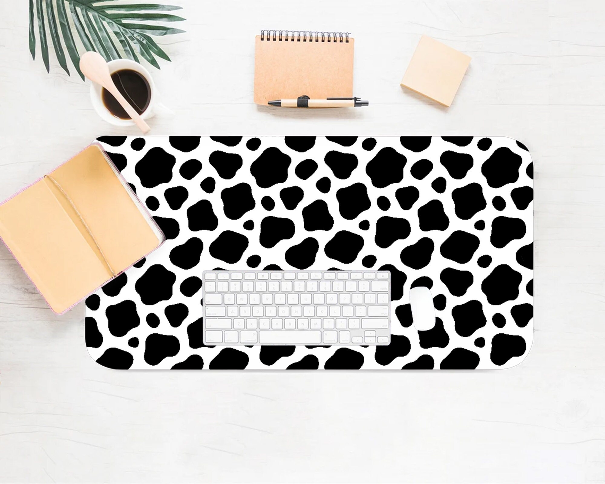 Cow Print Desk Mat Aesthetic Desk Accessory Cute Workspace - Etsy