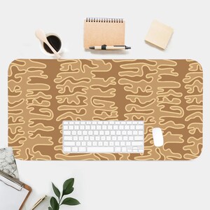 Snail Trails Desk Mat, Abstract Green Pattern, Trendy Workspace ...