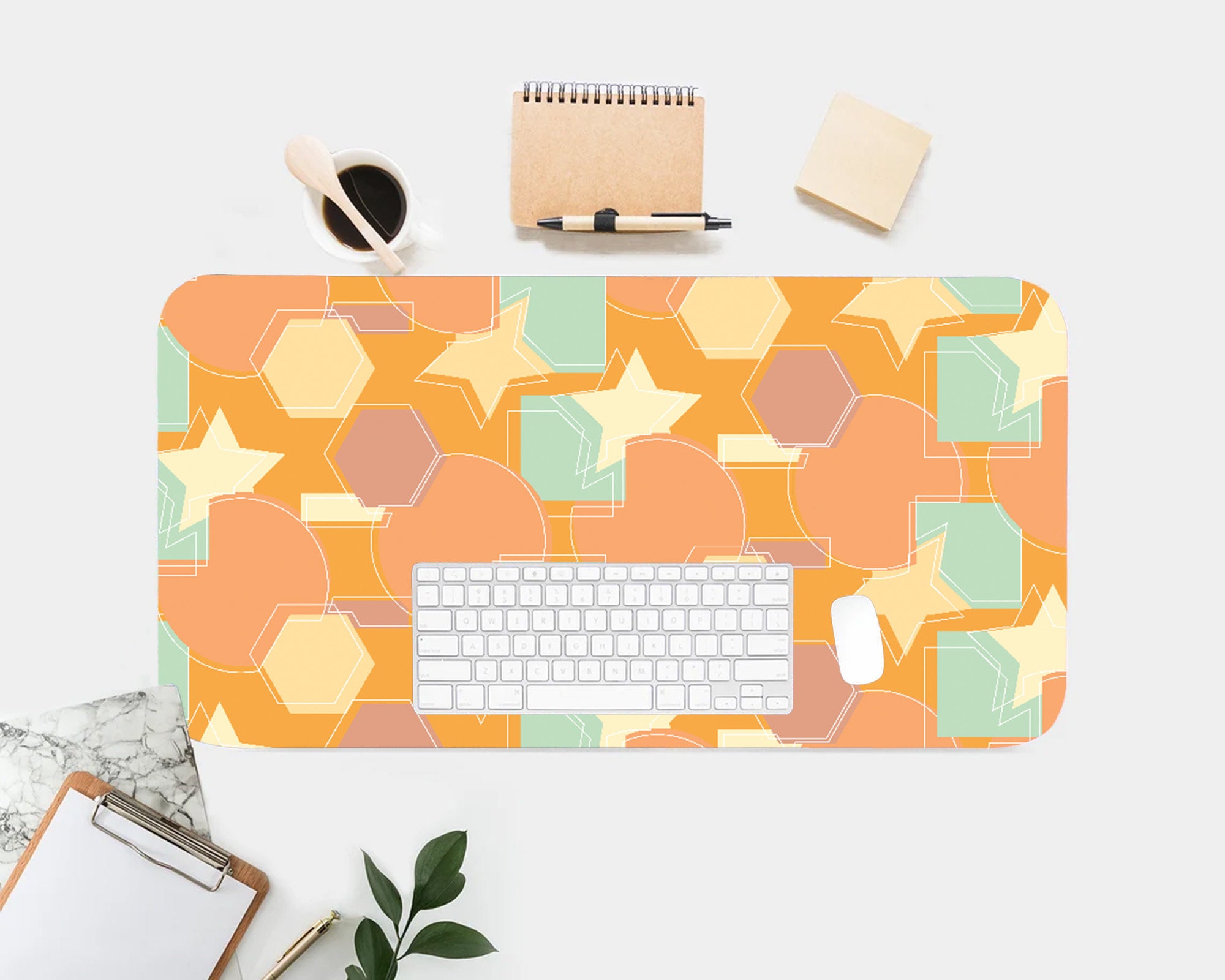 Shapes Party Desk Mat, Aesthetic Desk Accessory, Cute Workspace, Trendy ...