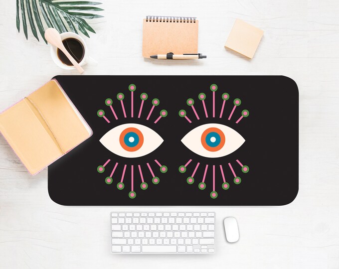 Groovy Floral Graphic Desk Mat Desk Accessory Vintage | Etsy