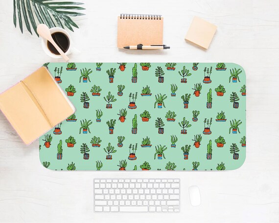 Plant Pattern Desk Mat Cute Desk Accessory Boho Workspace - Etsy