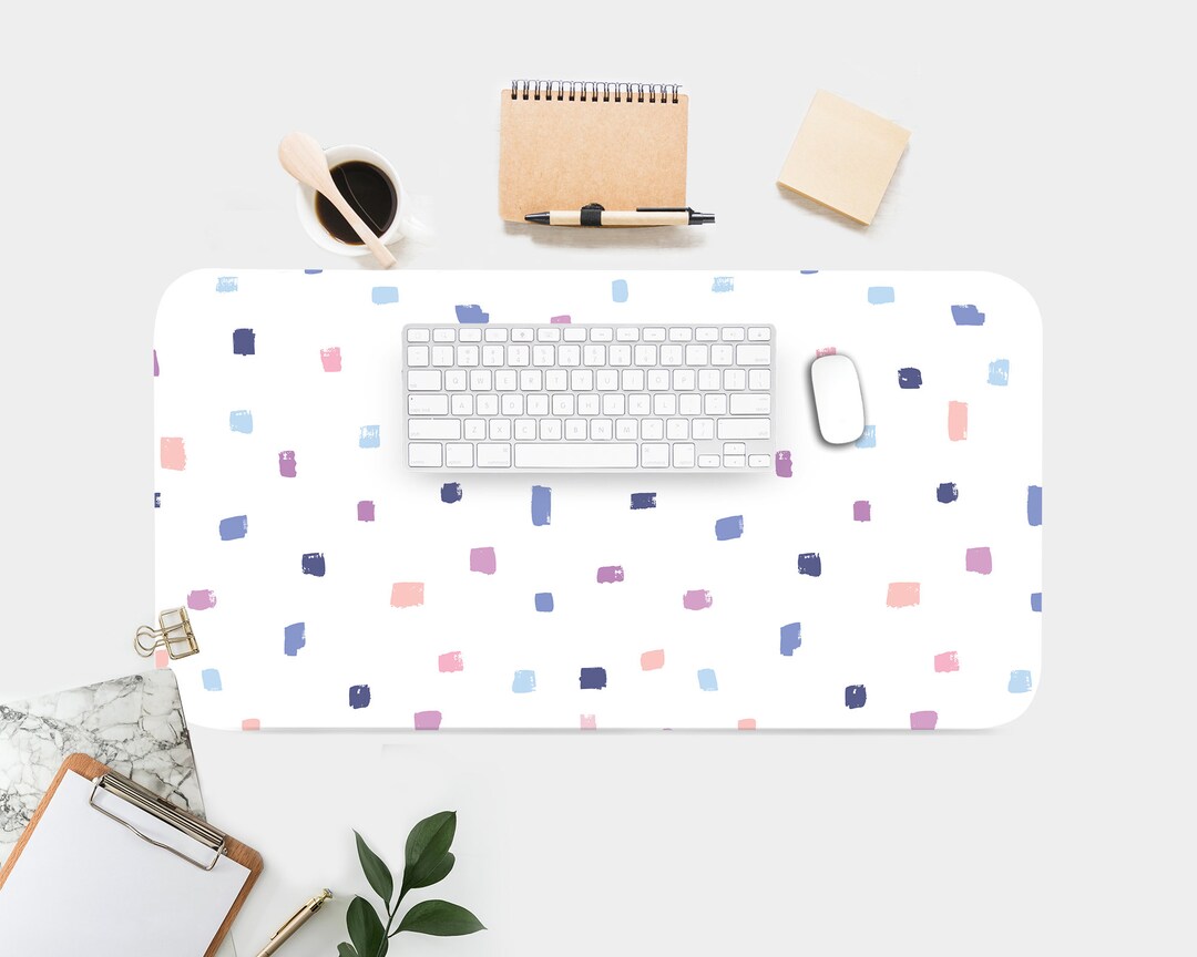 Pastel Squares Watercolor Print Desk Mat, Desk Accessory, Cute ...