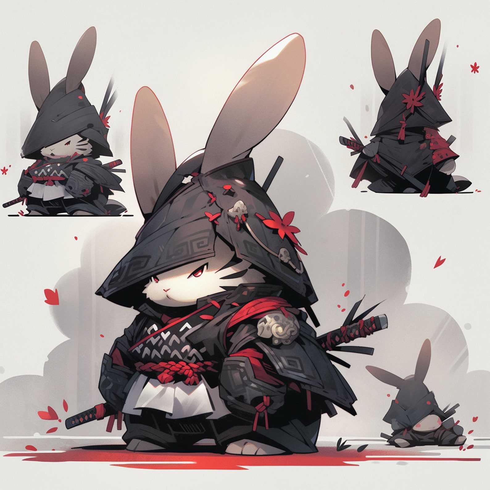 20 Warrior Rabbit Bunny, Cute Clipart Pngs, Set 1, Commercial Use ...