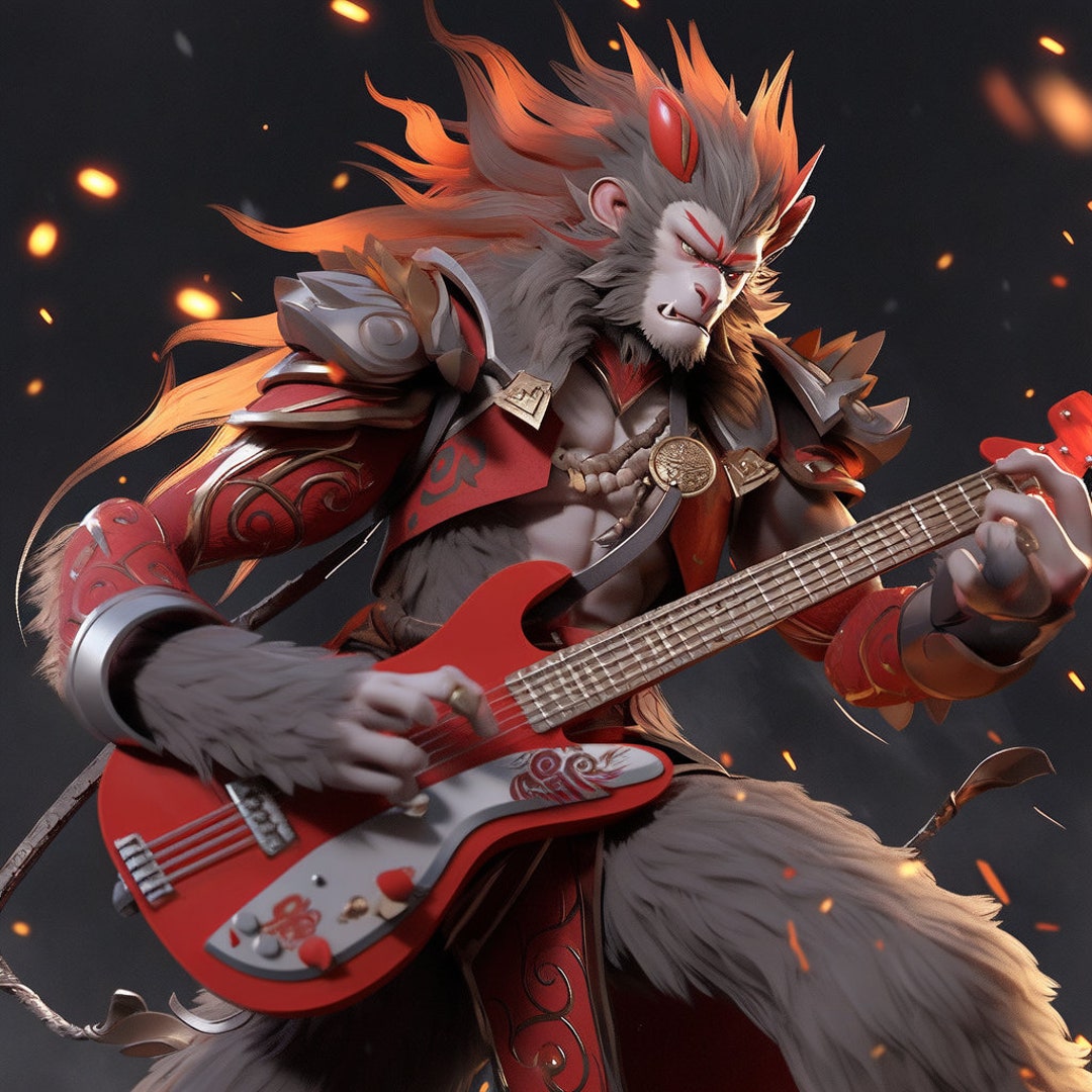 Beast Playing Guitar Digital Download, Cool Clip Art, Monkey Electric ...