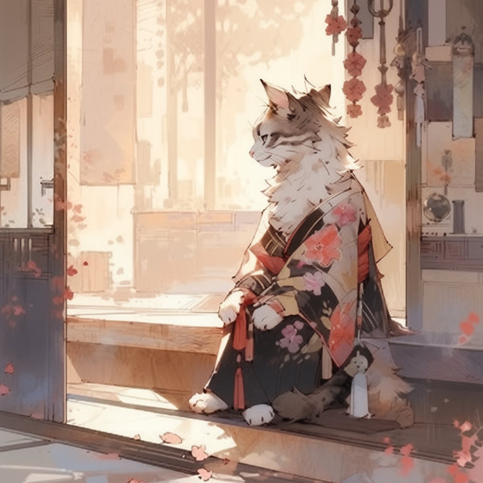 20 Cute Cat in Japanese Style Environment Scenery Digital - Etsy
