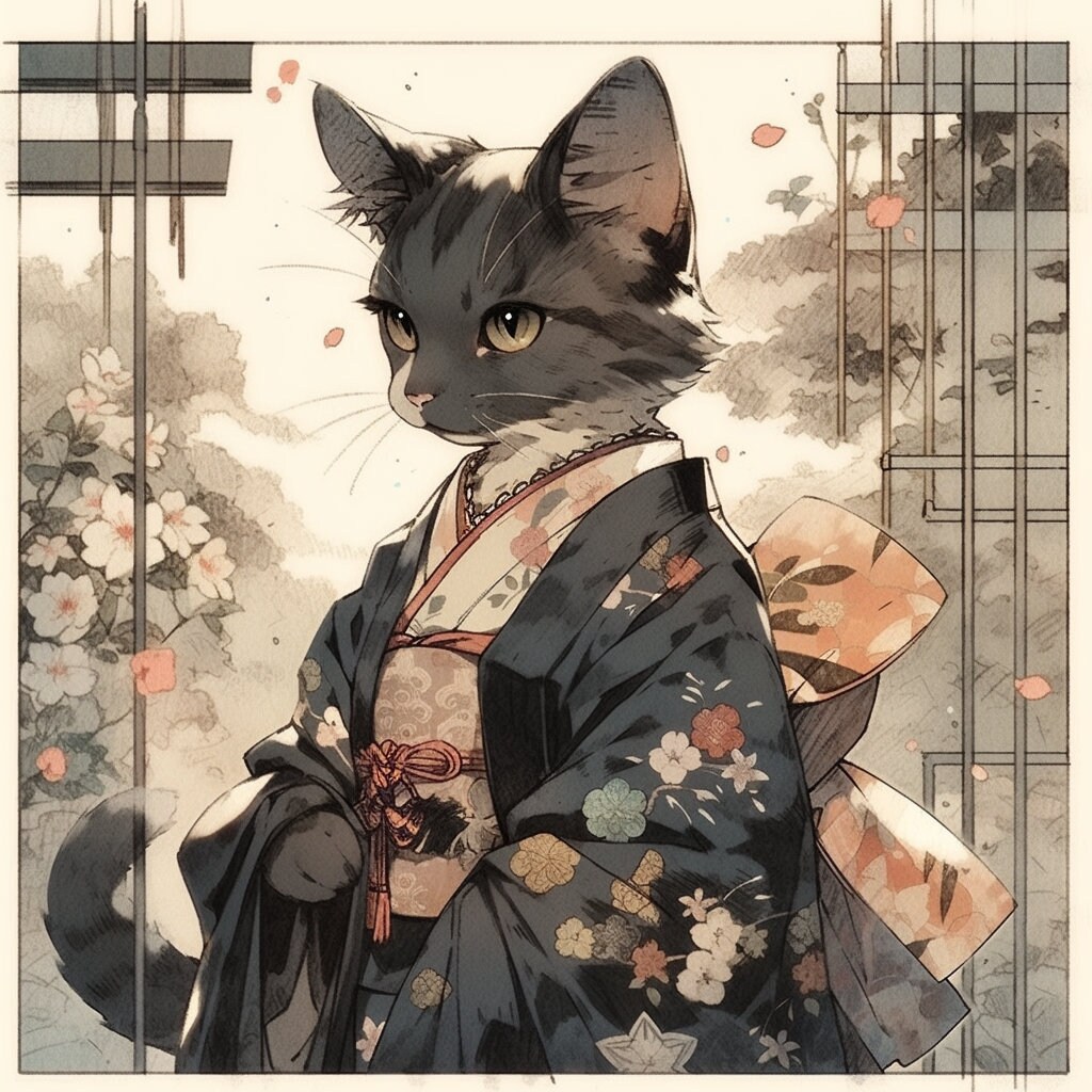 20 Cute Cat in Japanese Style Environment Scenery Digital - Etsy