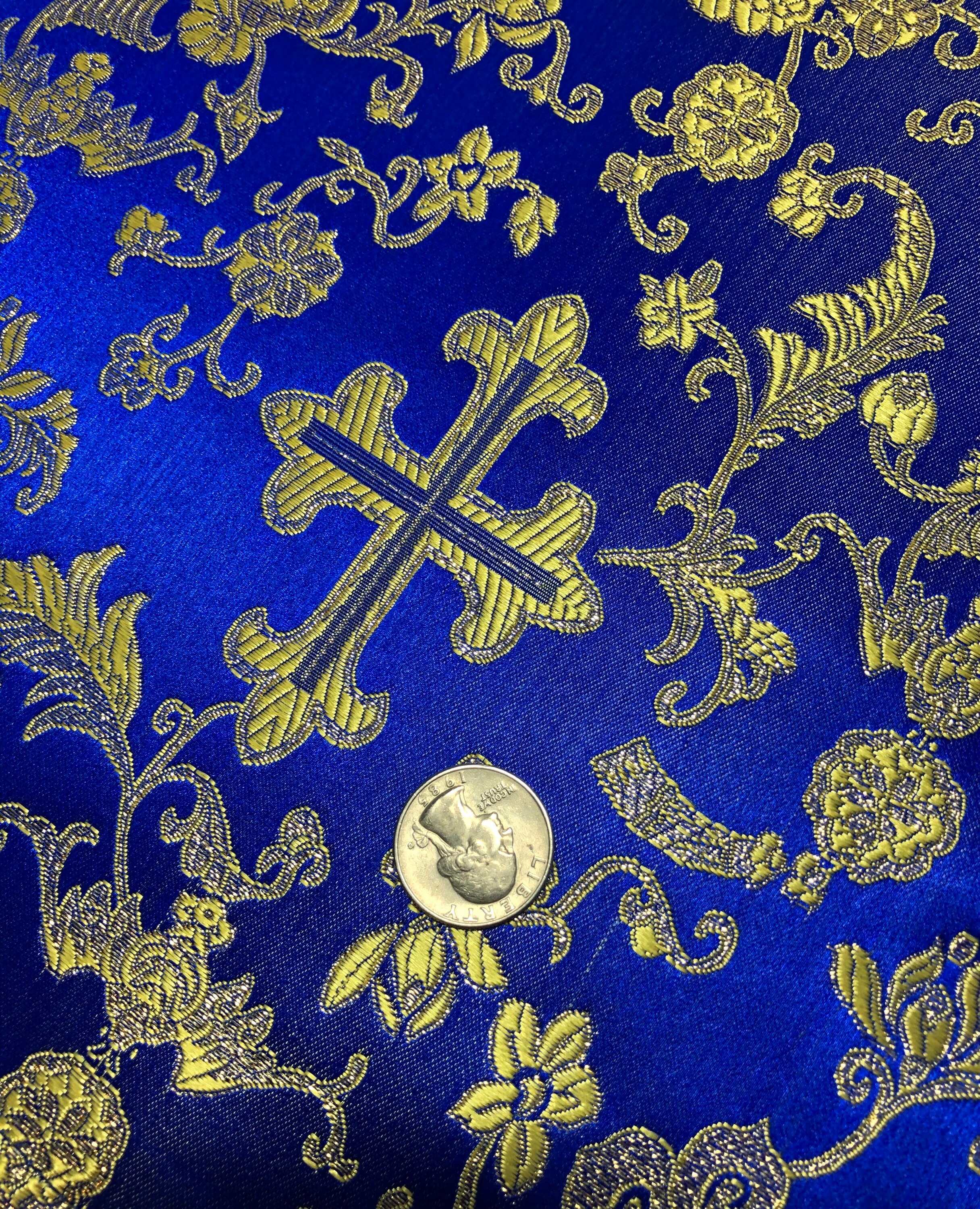 Altar Cloth Catholic Christian Home Prayer Table Runner Blue Metallic ...
