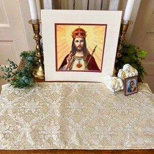 Catholic Home Altar Cloth Ivory, Metallic Gold 2 Sizes Liturgical ...