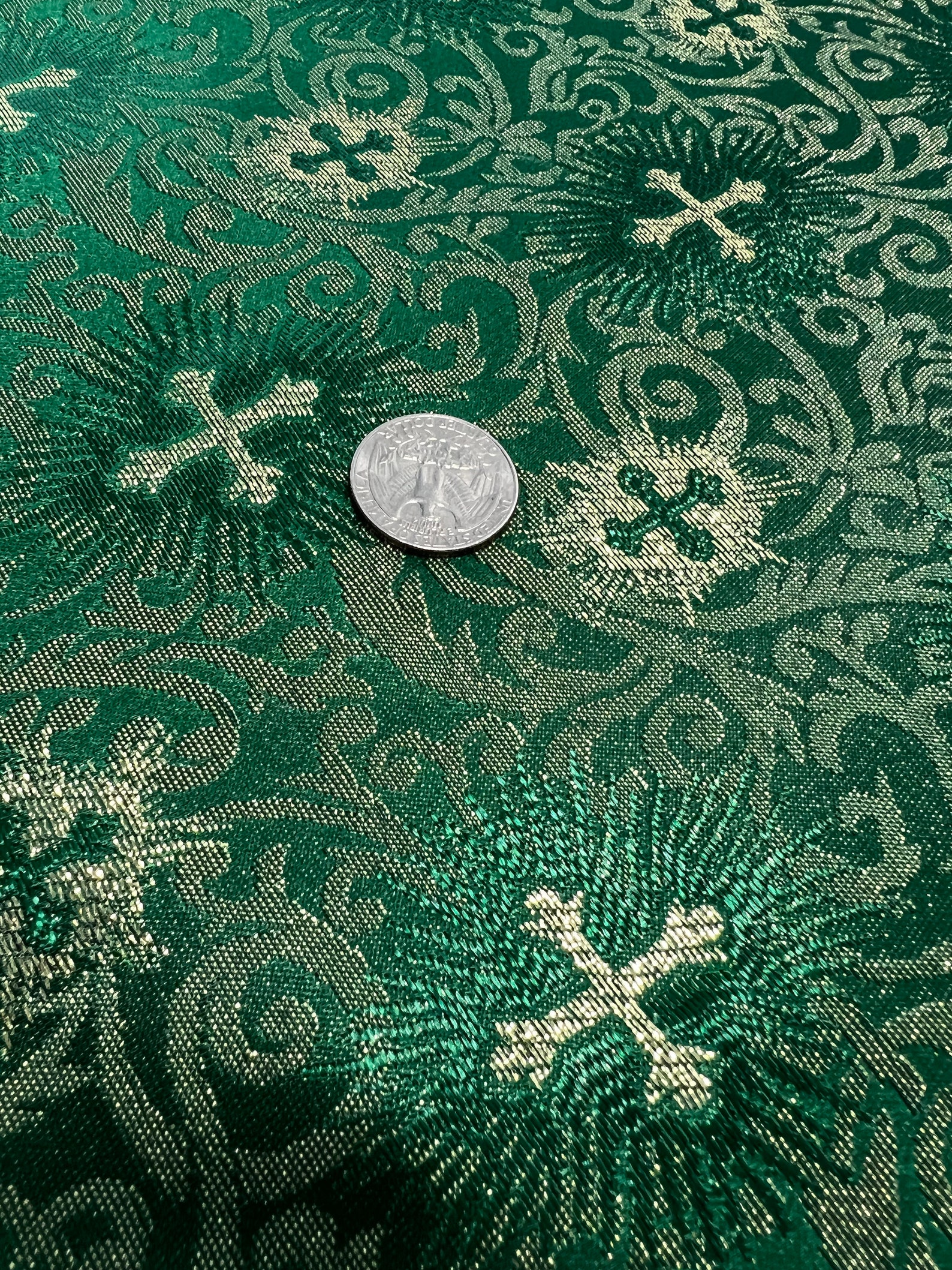 Altar Cloth Catholic Christian Home Green Gold Metallic Liturgical ...