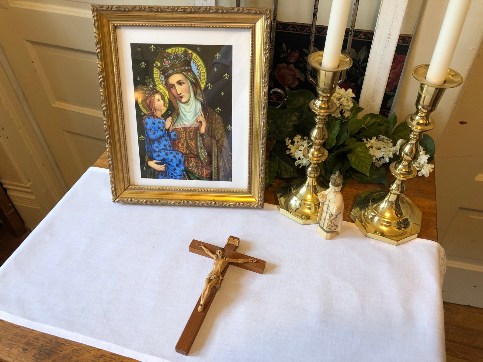 Altar Cloth Catholic Christian Home White Cotton With Rose Lace 3 Sizes ...