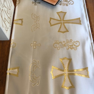 Altar Cloth Catholic Christian Home Ivory Brocade Large Metallic Gold ...