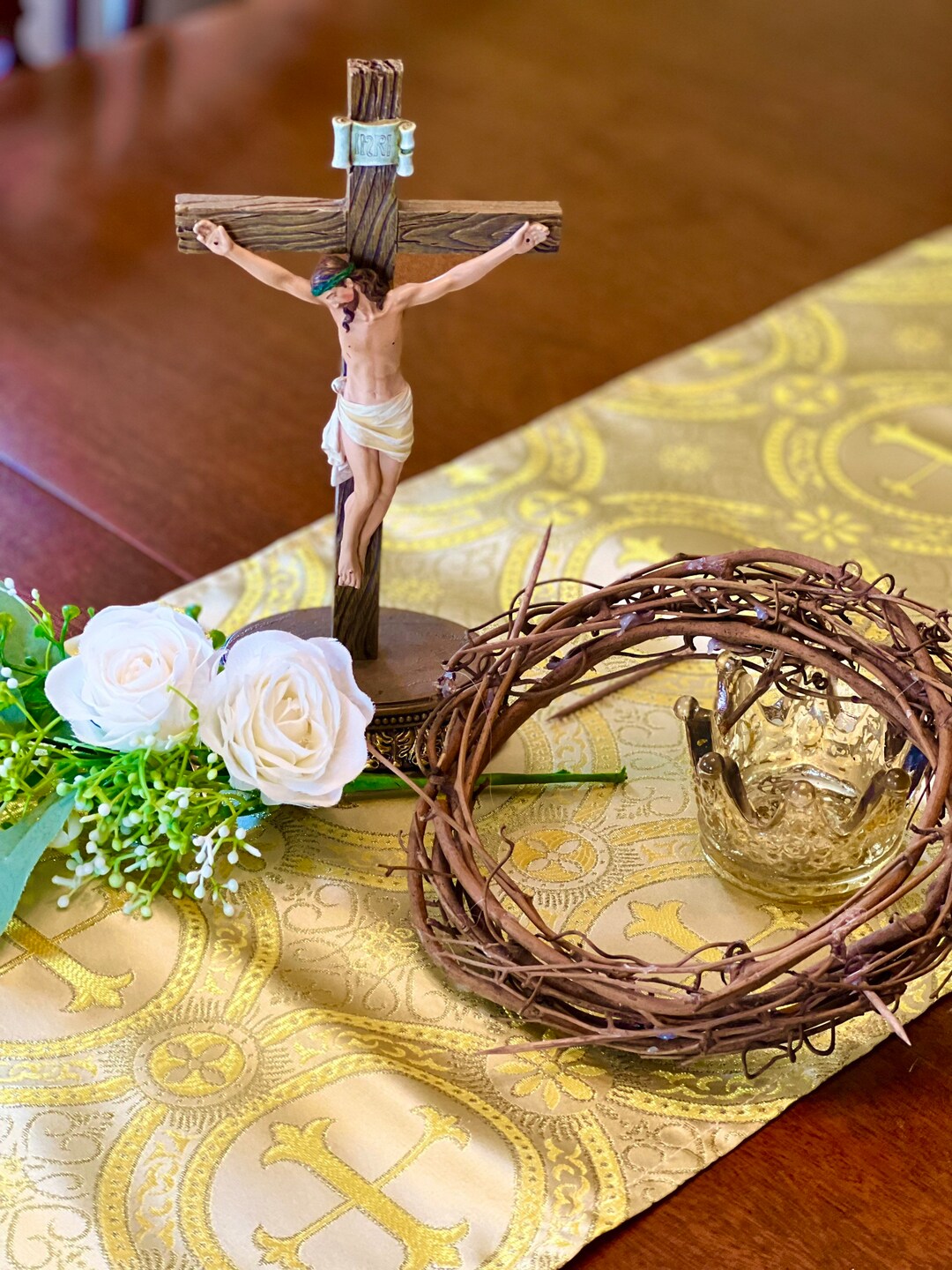 Home Altar Catholic Liturgical Runner Gold White Metallic Gold 2 Sizes ...