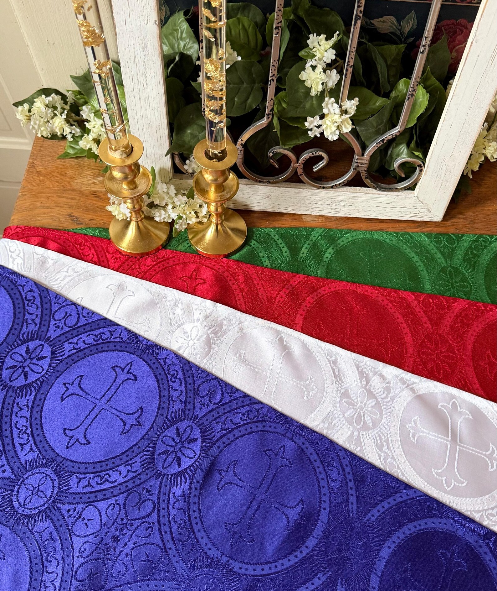 Altar Cloths SET of 4 Liturgical Catholic Home Christian 12 X 31 Inch ...
