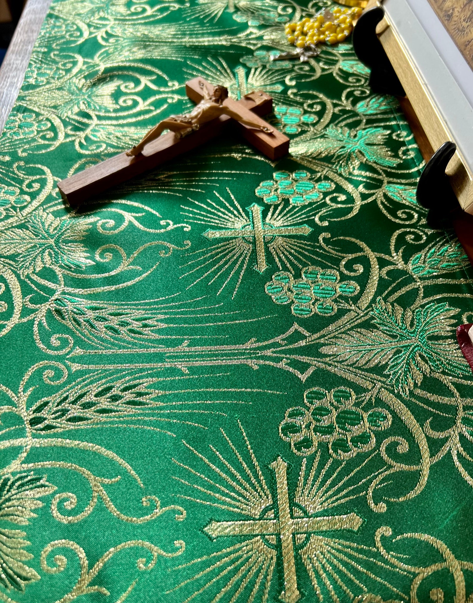 Altar Cloth Catholic Christian Home Green Metallic Gold 28 X - Etsy