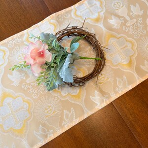 Catholic Table Runner First Communion Eucharist 2 Sizes White Pale ...