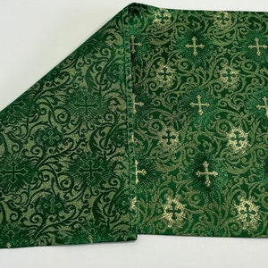 Altar Cloth Catholic Christian Home Green Gold Metallic Liturgical ...
